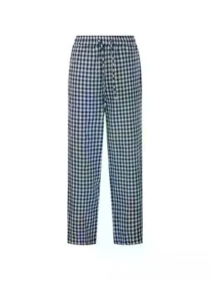 DUNST Checked Drawstring Trousers - Blue