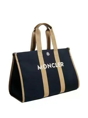 Moncler Logo-detail Canvas Tote - Blue