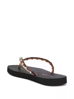 LOEFFLER RANDALL Crystal-embellished Flip Flops - Brown