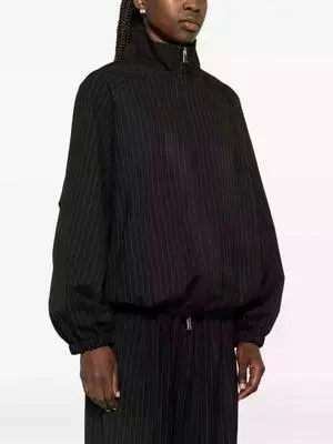 THE FRANKIE SHOP Pinstripe Zip-up Jacket - Black
