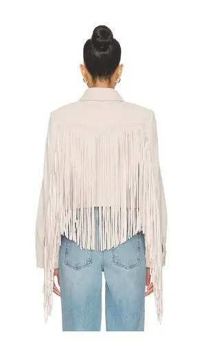 LoveShackFancy Maelis Jacket With Fringe Trim