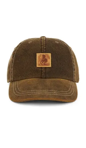 ONE OF THESE DAYS Running Horse Leather Patch Cap - Brown