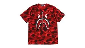 A BATHING APE Camo Shark Tee Shirt - Red