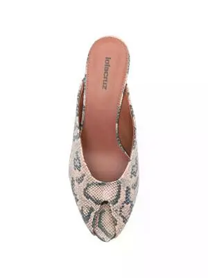 Lola Cruz Snakeskin-pattern Peep-toe Sandals