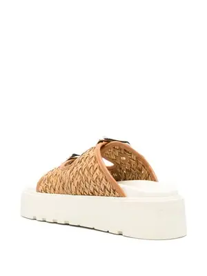 Casadei Birky Suncity Sandals With Woven Design And Platform Sole - Brown