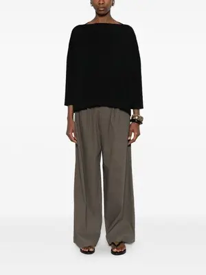 DANIELA GREGIS Cotton Boat-neck Sweater - Black