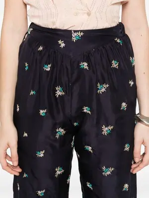 FORTE_FORTE Embroidered Silk Trousers - Blue