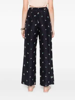 FORTE_FORTE Embroidered Silk Trousers - Blue