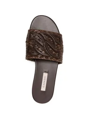 Casadei Leather Flat Sandals - Brown