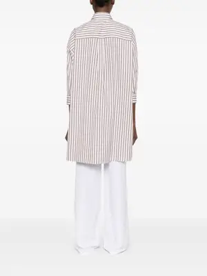 Brunello Cucinelli Striped Cotton And Silk Shirt - Brown