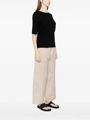 Soft Goat Cashmere Crewneck Sweater - Black