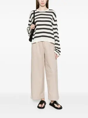 Soft Goat Cashmere And Silk Blend Striped Sweater - Black