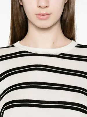 Soft Goat Cashmere And Silk Blend Striped Sweater - Black