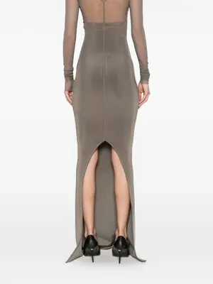 Rick Owens Maxi Skirt With Slit Detail - Grey