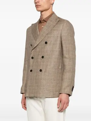 Boglioli Linen Double-breasted Jacket - Brown