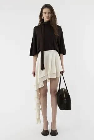 Arakii Asymmetric Viscose Skirt - Off-white