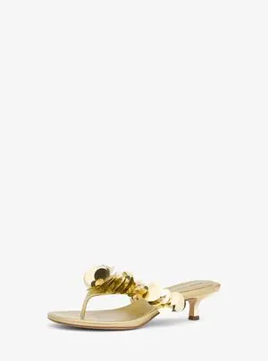 Michael Kors Loretta Embellished Metallic Sandal - Gold