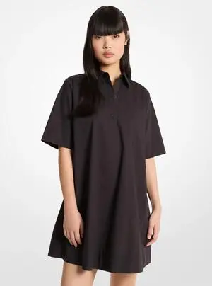 Michael Kors Cotton Poplin Shirtdress With Statement Sleeves - Black