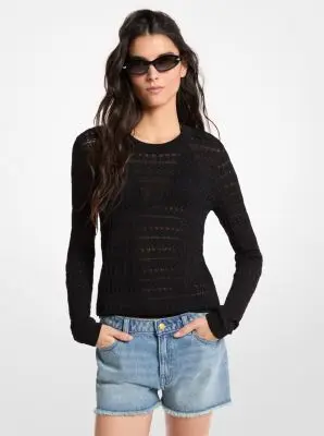 Michael Kors Pointelle Stretch Knit Sweater