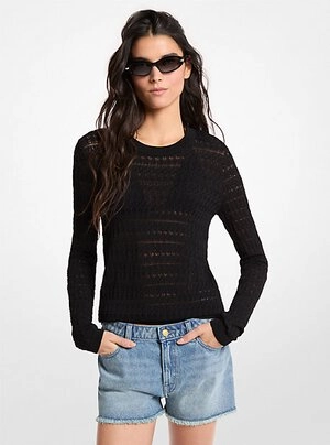 Michael Kors Pointelle Stretch Knit Sweater