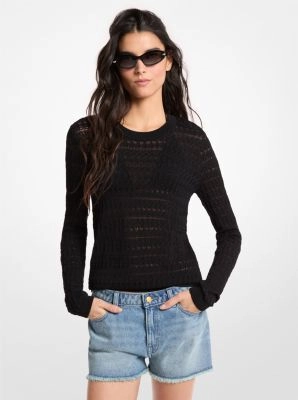 Michael Kors Pointelle Stretch Knit Sweater