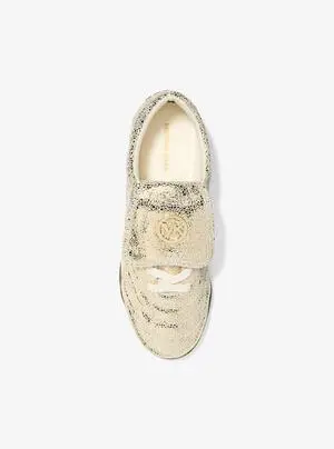 Michael Kors Kyler Metallic Crackled Suede Sneakers - Gold