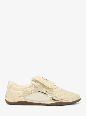 Michael Kors Kyler Metallic Crackled Suede Sneakers - Gold