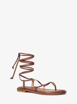 Michael Kors Khloe Embellished Leather Lace-up Sandal
