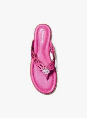 Michael Kors Janie Perforated Logo Leather Sandal - Pink