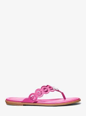 Michael Kors Janie Perforated Logo Leather Sandal - Pink