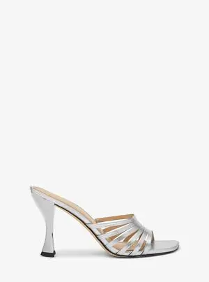 Michael Kors Haisley Metallic Leather Sandal - Silver