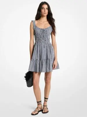 Michael Kors Gingham Smocked Mini Dress