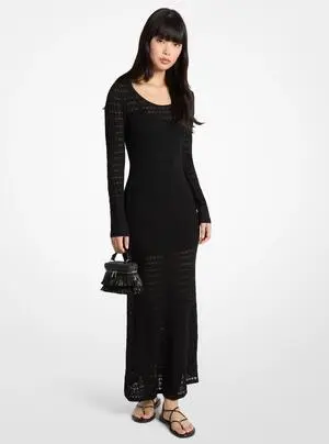 Michael Kors Pointelle Stretch Knit Maxi Dress - Black