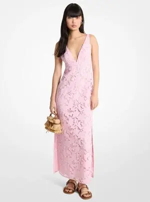 Michael Kors Corded Floral Lace Maxi Dress - Pink