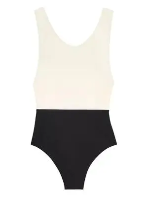 AMI Paris Two-tone One-piece Swimsuit - Neutrals
