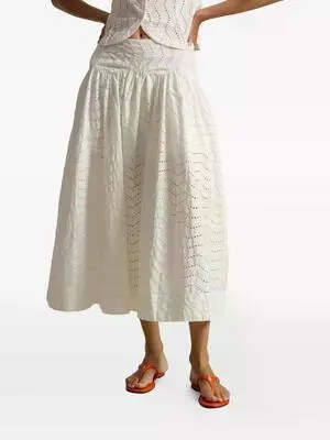 Polo Ralph Lauren Eyelet Shirred Midi Skirt