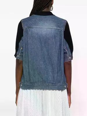 Sacai Panelled Denim-knit Cardigan