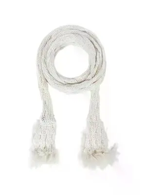 ANN DEMEULEMEESTER Rae Knitted Feather Scarf - Neutrals