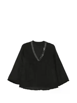 120% Lino Sequin-embellished Blouse