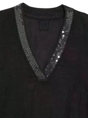 120% Lino Sequin-embellished Blouse