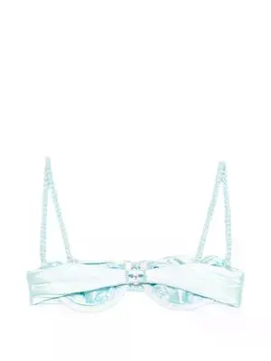 ISA BOULDER Ruched Weave Bikini Top - Blue