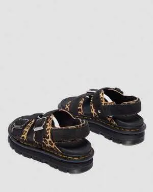 Dr. Martens Zebzag Leopard Hair-on Leather Sandals - Tan