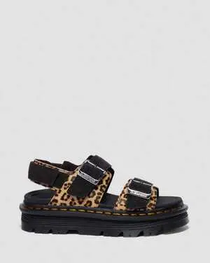 Dr. Martens Zebzag Leopard Hair-on Leather Sandals - Tan