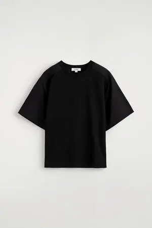 Cos Poplin-paneled Jersey T-shirt - Black