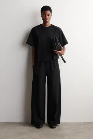 Cos Poplin-paneled Jersey T-shirt - Black