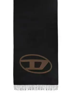 DIESEL® Stevie Logo-details Fringed Scarf