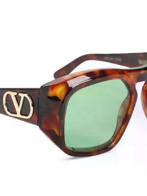 Valentino Garavani Logo-detail Geometric-frame Sunglasses