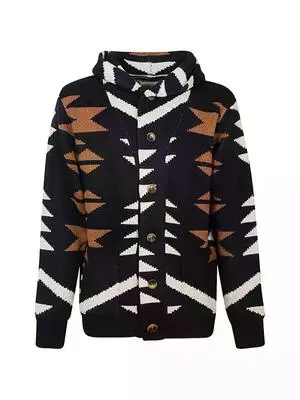 TOOCO Hooded Print Cardigan