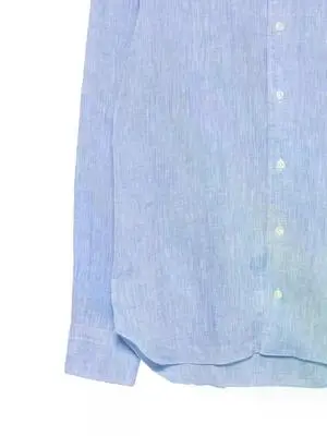 BARBA NAPOLI Button-down Linen Shirt - Blue
