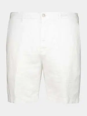 120% Lino Linen Bermuda Shorts - White